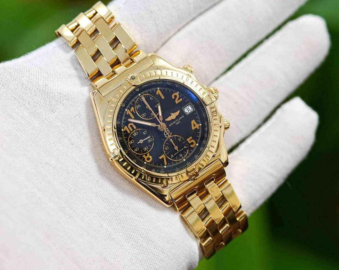 Breitling 18K Yellow Gold Chronomat 1884 Model K13050.1 Box & Papers ...