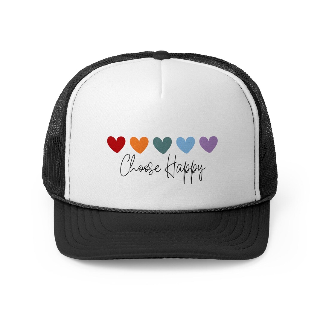 Choose Happy Trucker Cap - Fun Adjustable Hat, Positive Vibes Cap ...