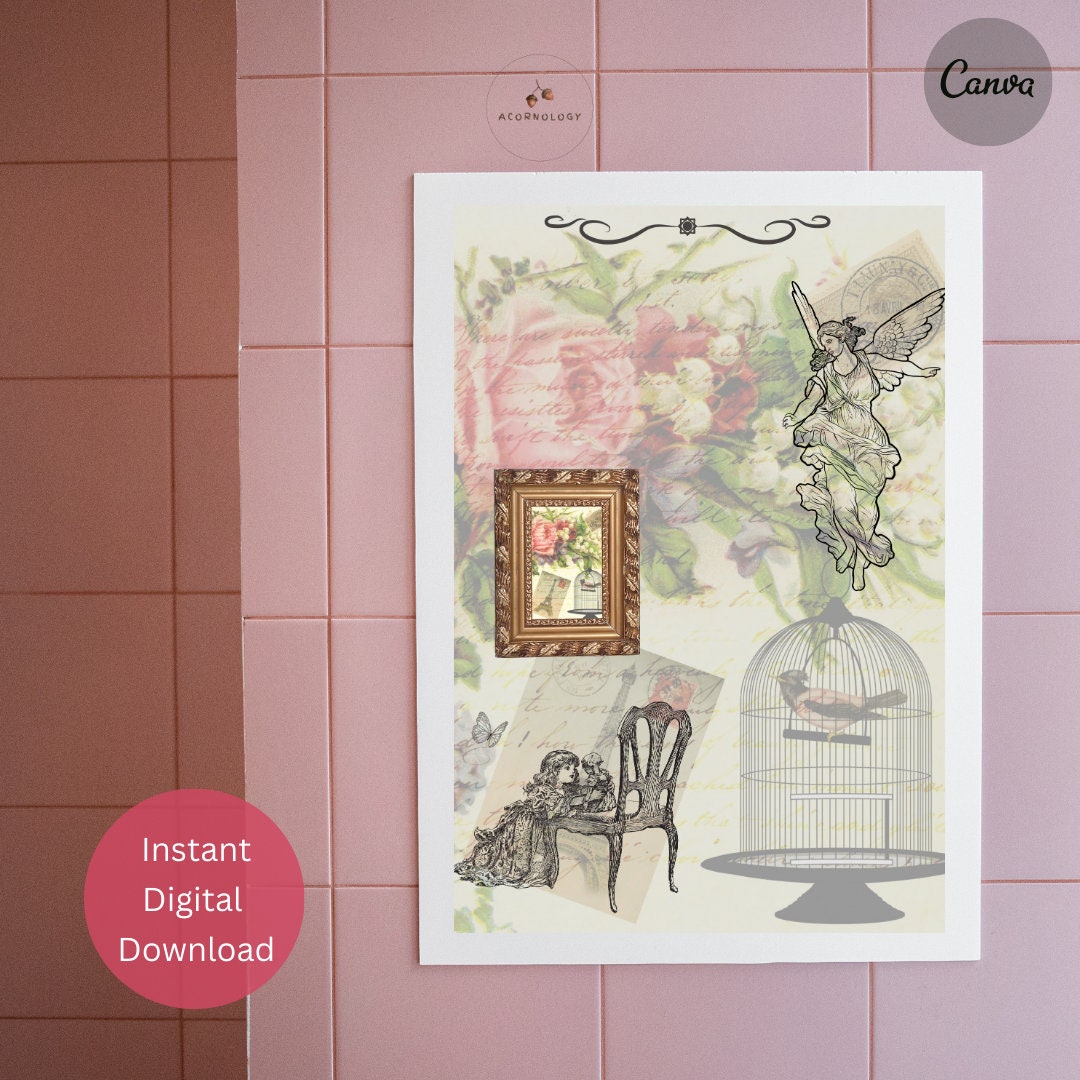 Guardian Angel Wall Art Digital Download Canva Template Vintage Decor ...