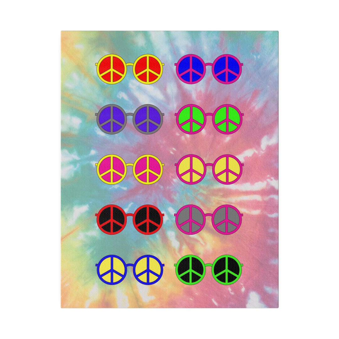 Retro Peace Sign Sunglasses Collage on Matte Canvas, Stretched, 0.75 ...