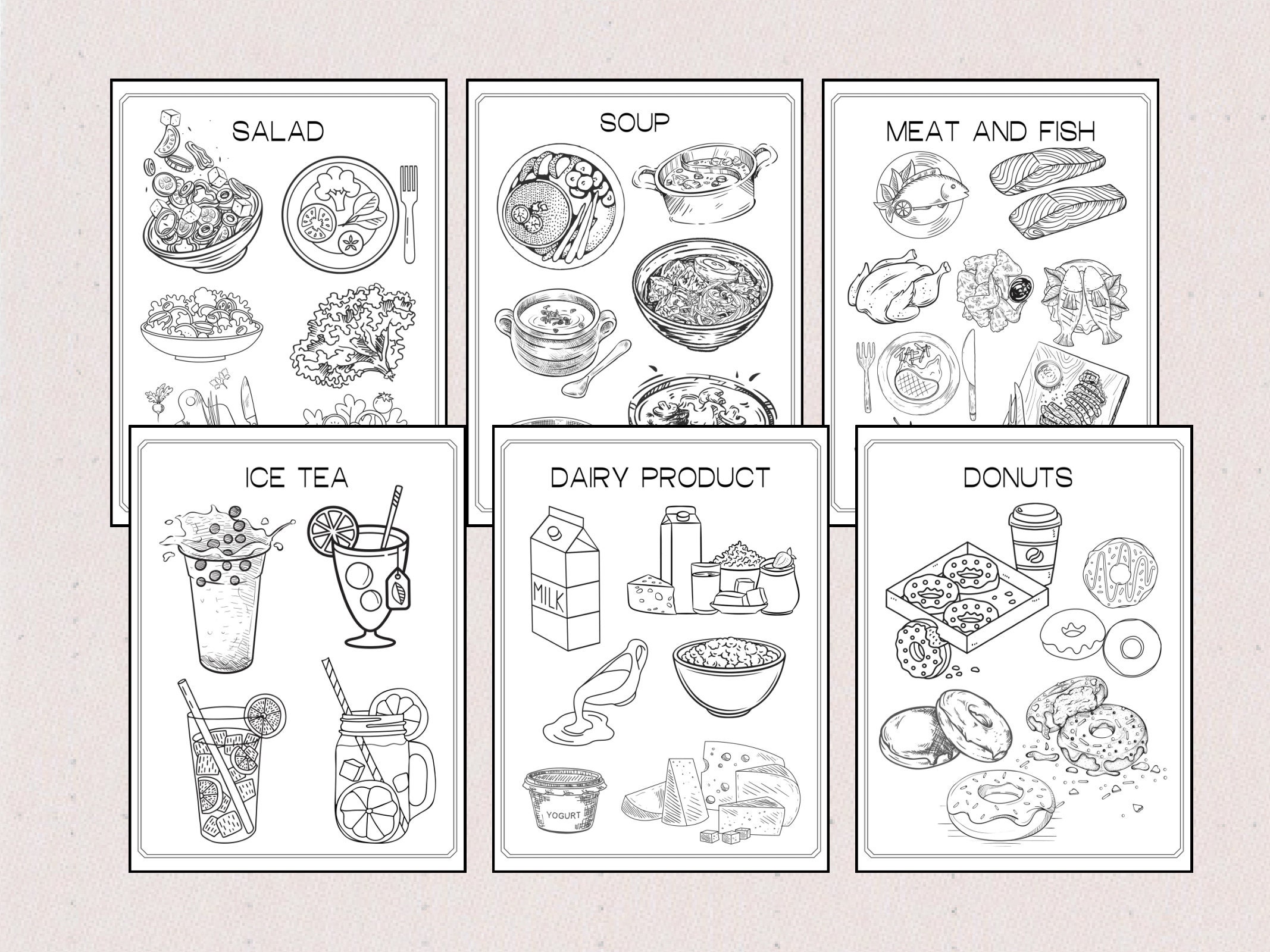 35 Food Coloring Pages, Adult Coloring Pages - Etsy
