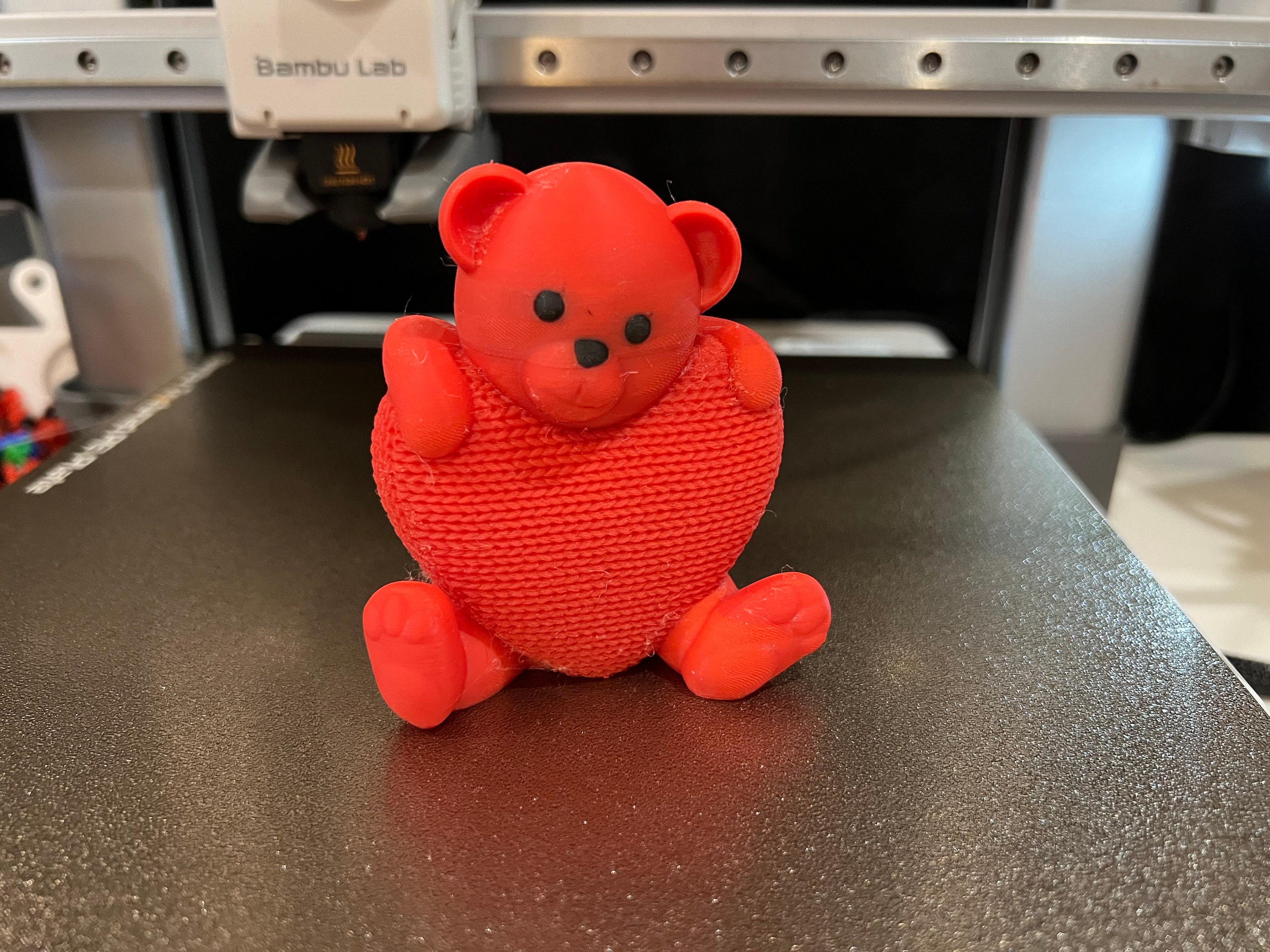 Adorable 3D Printed Teddy Bear With Knitted Heart - Etsy