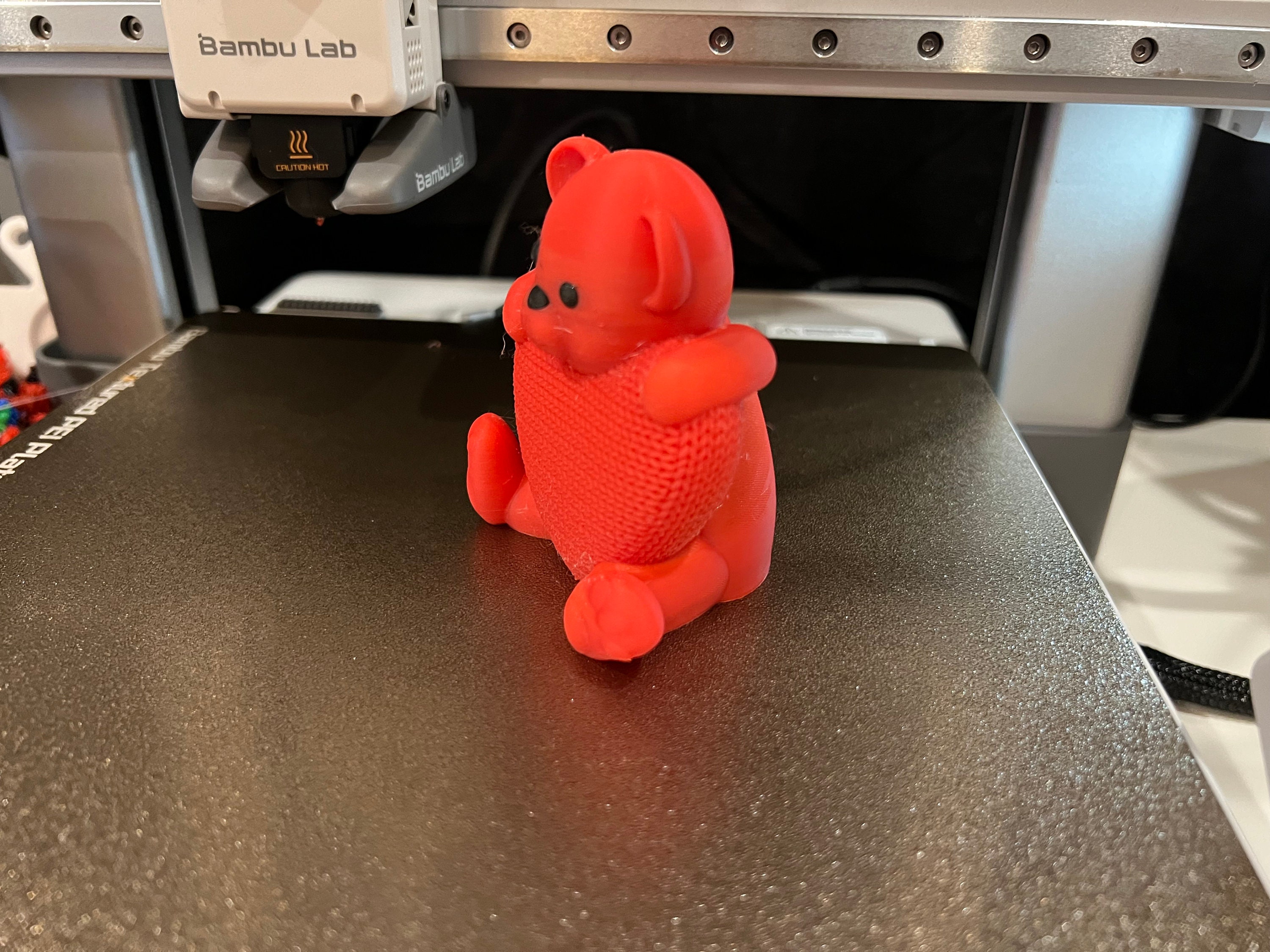 Adorable 3D Printed Teddy Bear With Knitted Heart - Etsy