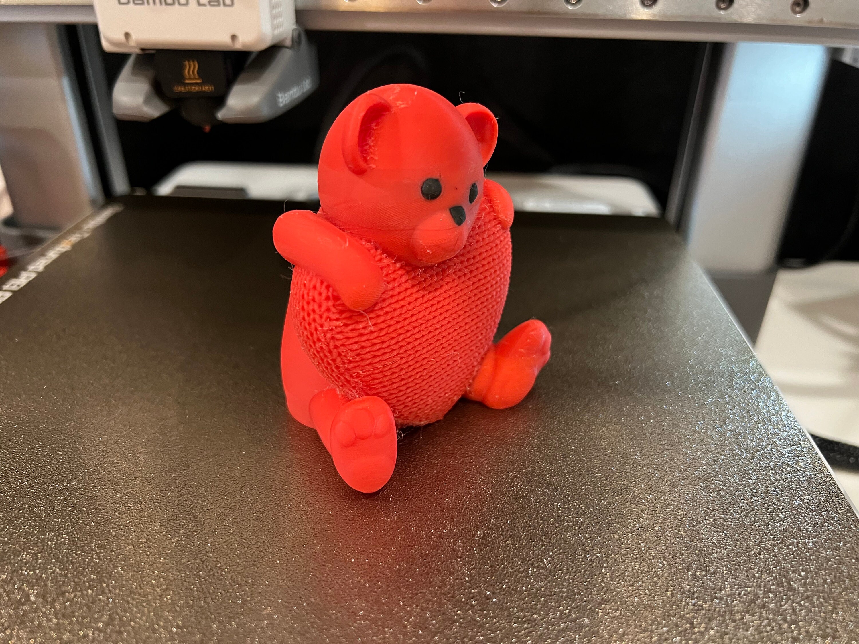 Adorable 3D Printed Teddy Bear With Knitted Heart - Etsy