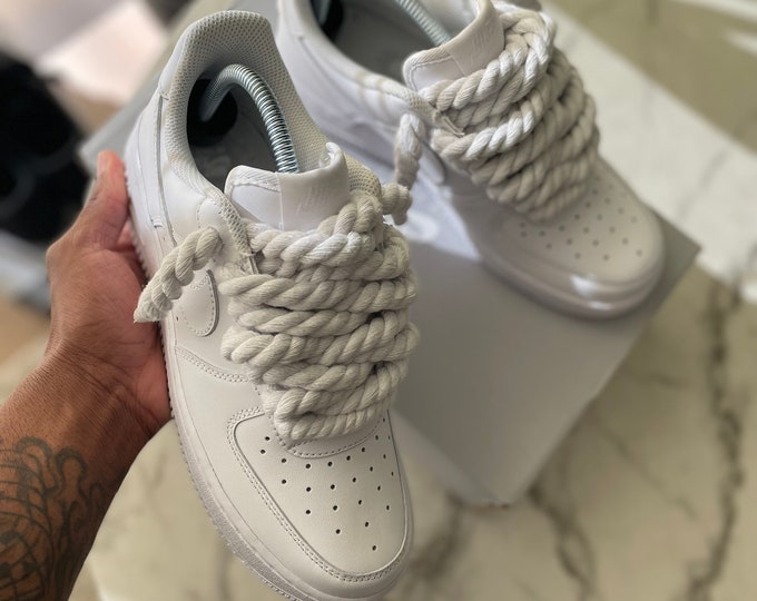 White Air Force 1 With Rope Lace | Authentic AF1 | Air Force 1 | Thick Rope Lace | White Rope ...