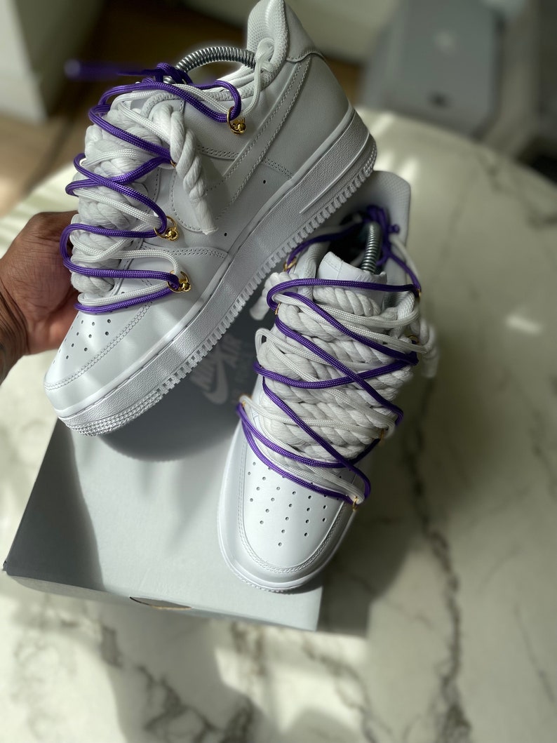 White Air Force 1 With Thick Rope Lace Authentic AF1 Air Force 1 Lace ...