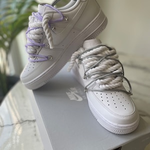 White Air Force 1 With Thick Rope Lace Authentic AF1 Air Force 1 Lace ...