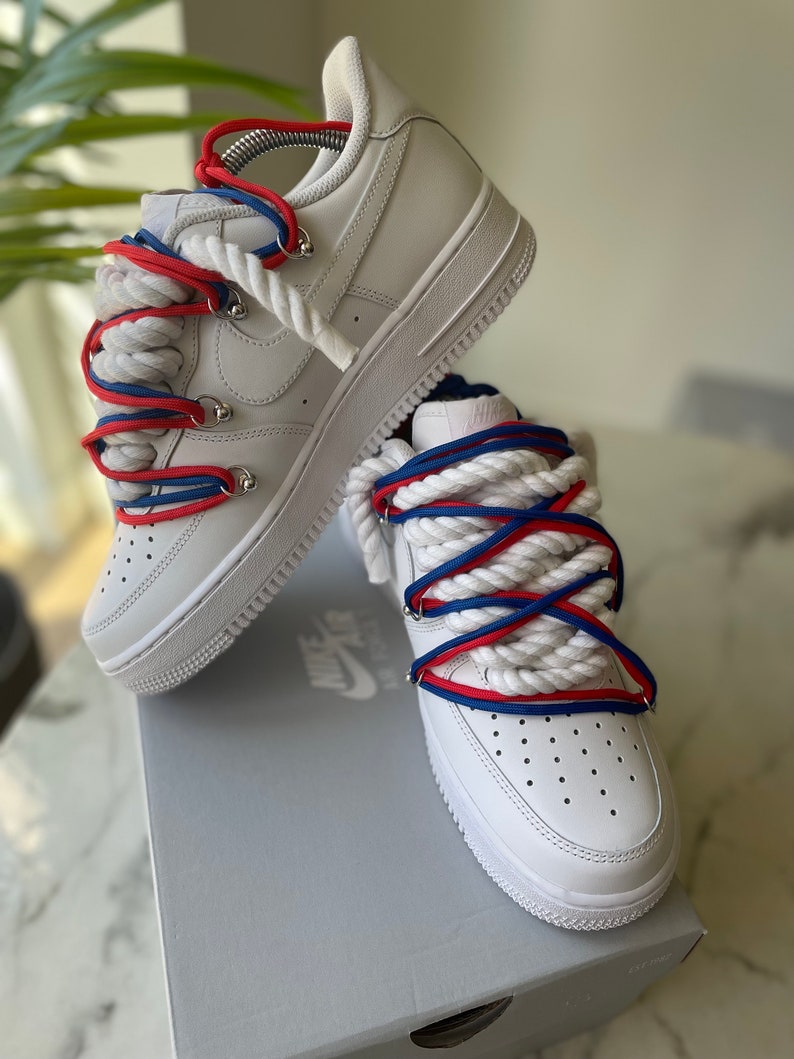 White Air Force 1 With Thick Rope Lace Authentic AF1 Air Force 1 Lace ...