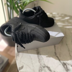 Matte Black Air Force 1 With Rope Laces Authentic AF1 Thick Rope Lace ...