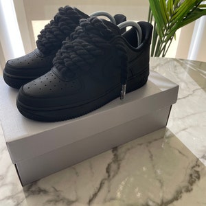 Matte Black Air Force 1 With Rope Laces Authentic AF1 Thick Rope Lace ...