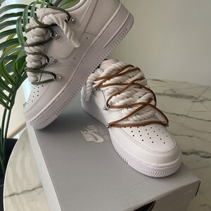 White Air Force 1 With Thick Rope Lace Authentic AF1 Air Force 1 Lace ...