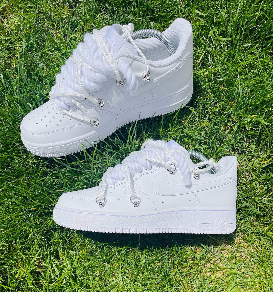 White Air Force 1 With Thick Rope Lace Authentic AF1 Air Force 1 Lace ...