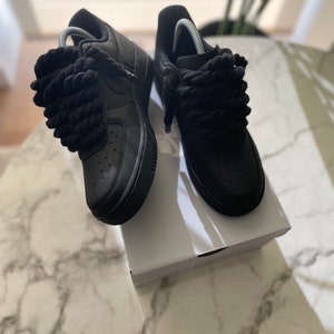 Matte Black Air Force 1 With Rope Laces Authentic AF1 Thick Rope Lace ...