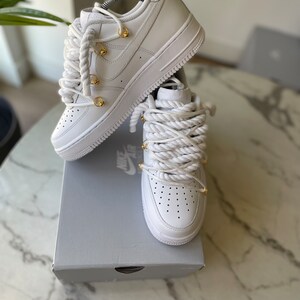 White Air Force 1 With Thick Rope Lace Authentic AF1 Air Force 1 Lace ...