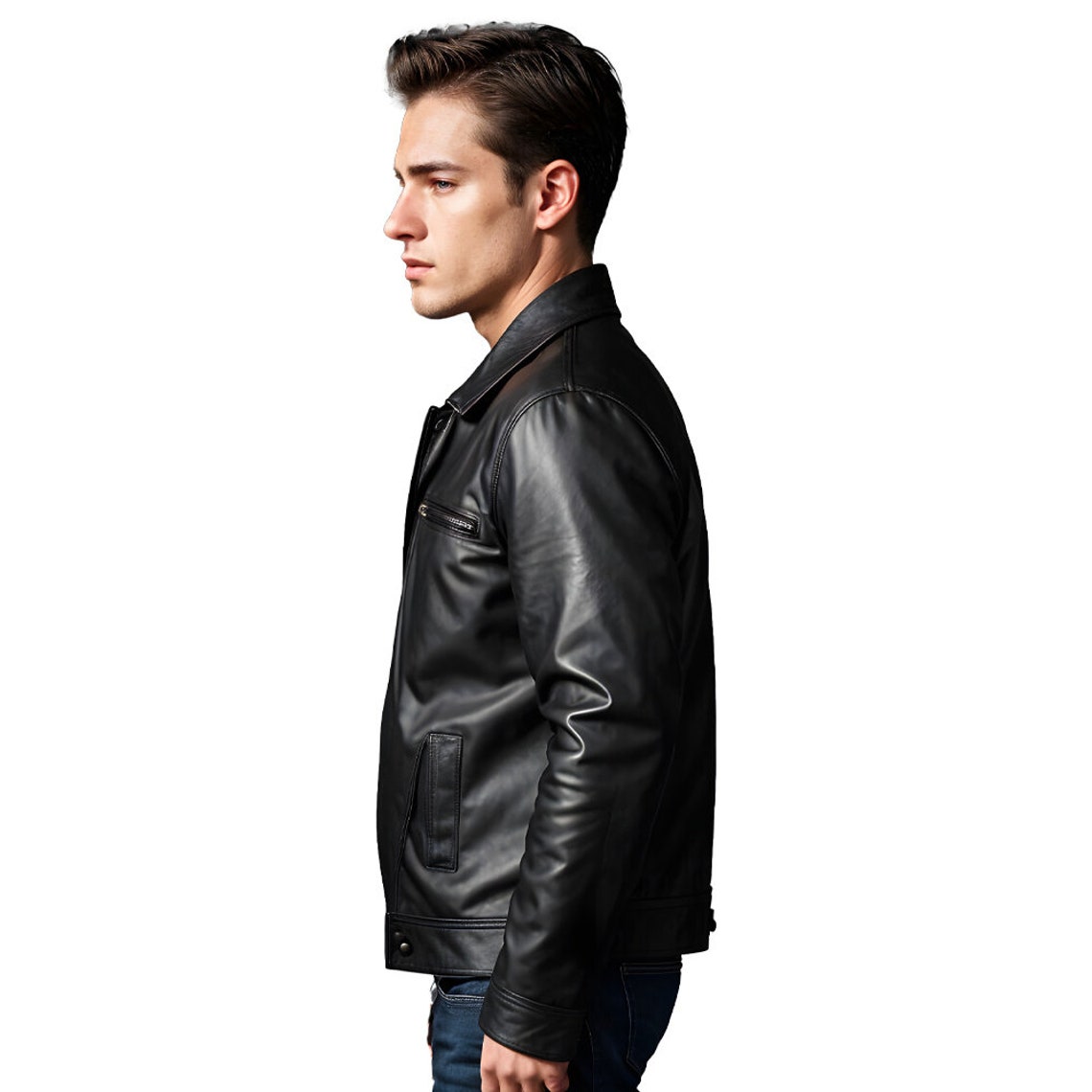 Genuine Black Leather Tucker Jacket for Men Personalized Tucker Leather ...