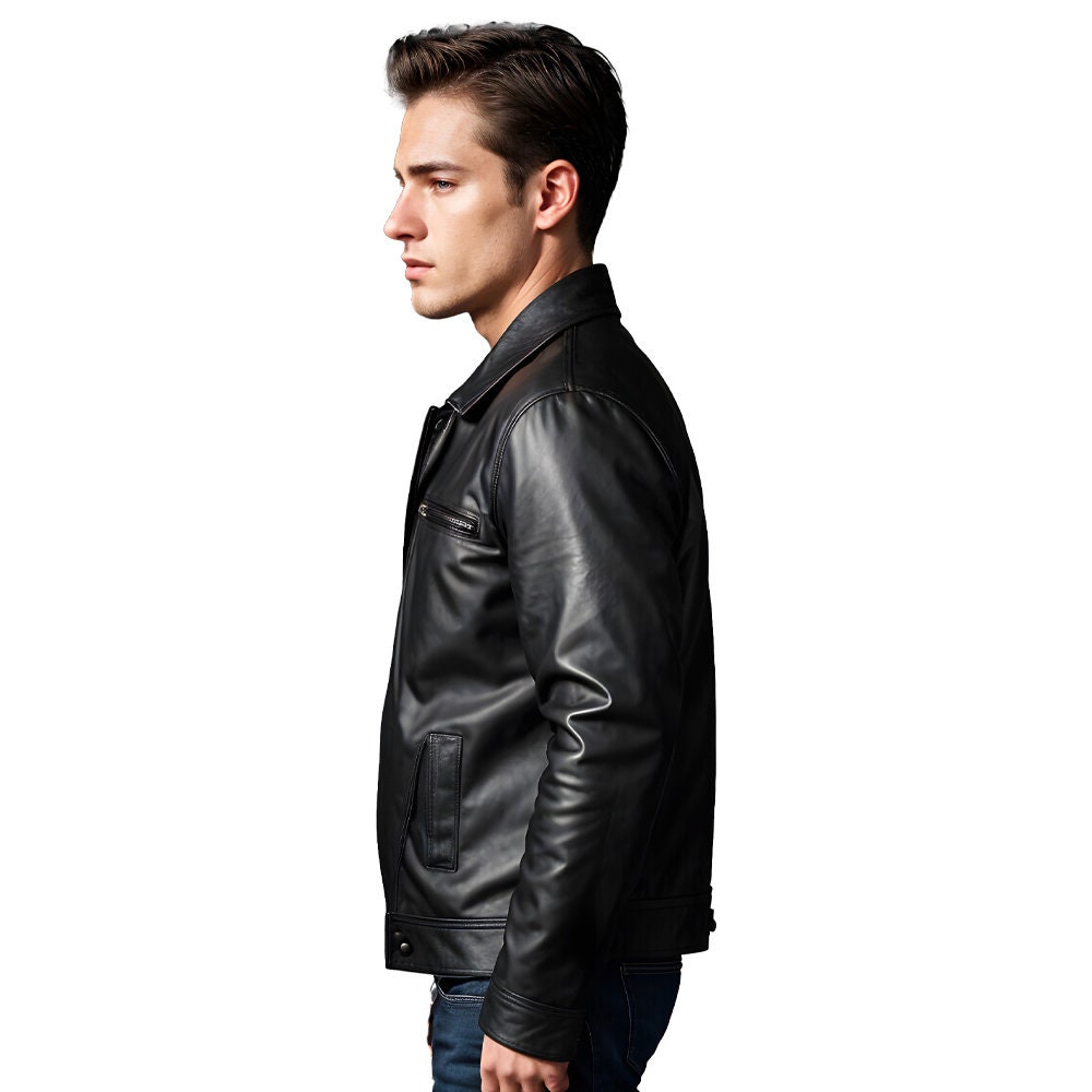 Genuine Black Leather Tucker Jacket for Men Personalized Tucker Leather ...