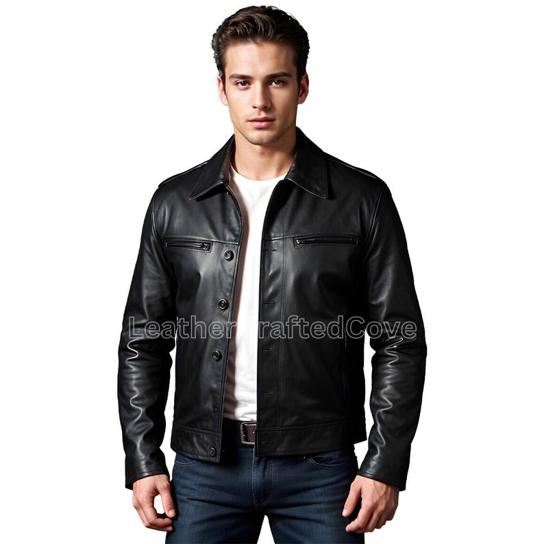 Genuine Black Leather Tucker Jacket for Men Personalized Tucker Leather ...