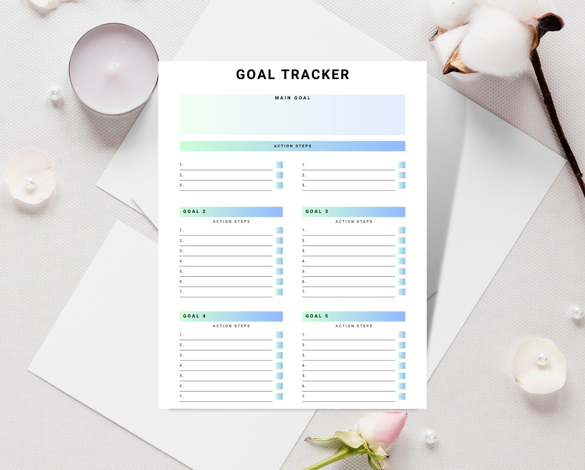 Printable Goal Tracker, Blue Goal Planner, Goal Progress, Printable PDF ...