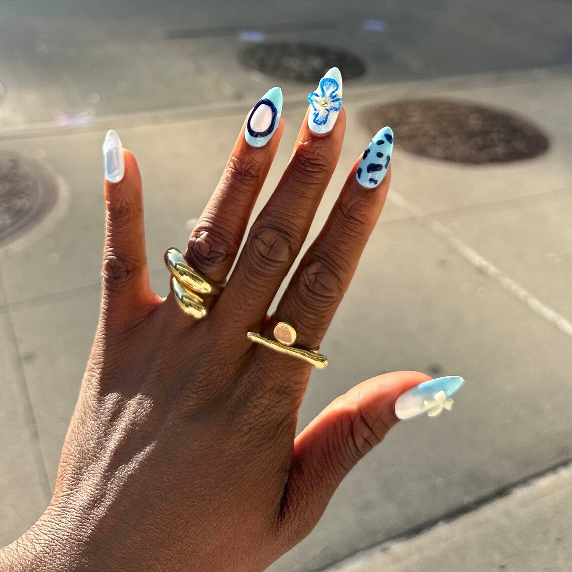 Shades of Blue Mix and Match Nails - Etsy