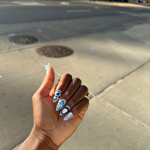 Shades of Blue Mix and Match Nails - Etsy