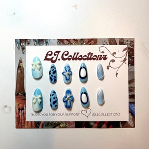 Shades of Blue Mix and Match Nails - Etsy