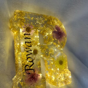 Custom Resin Letter Night Light: Personalized Floral LED Decor, Gift ...