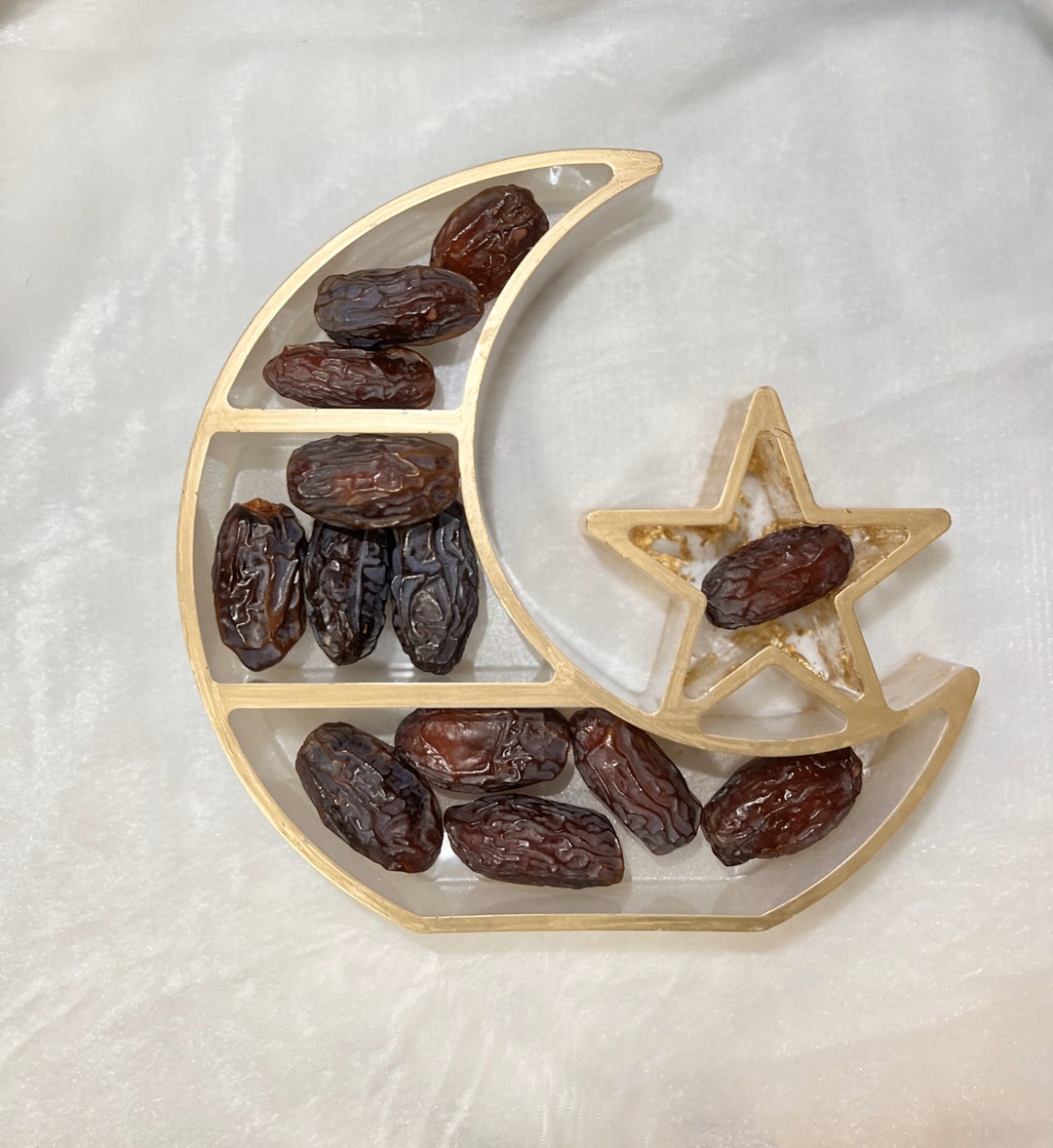 Handmade Resin Ramadan Plate Crescent Moon, Resin Plate, Ramadan ...