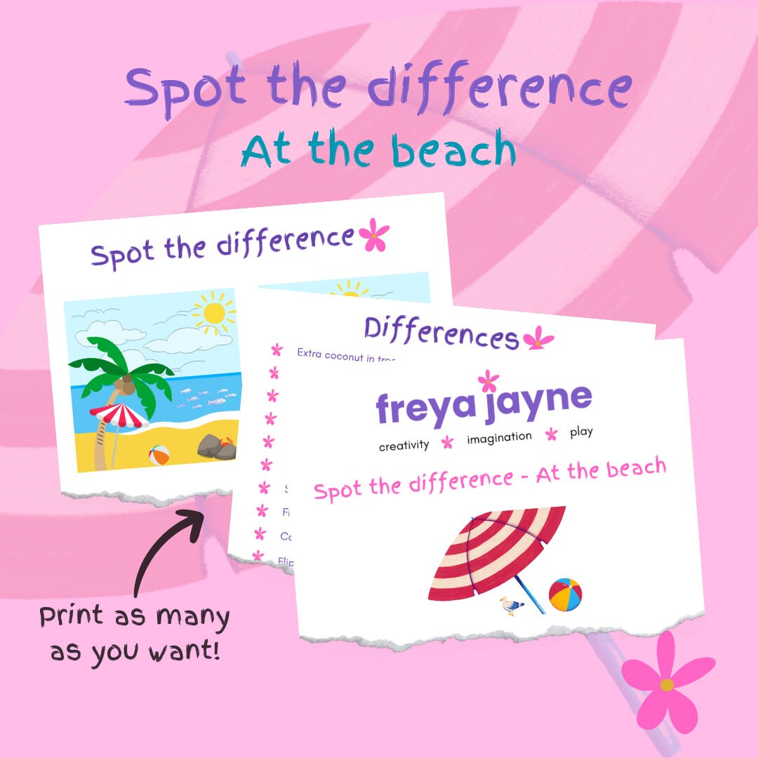 Spot the Difference at the Beach, Childrens Printable, Printable ...