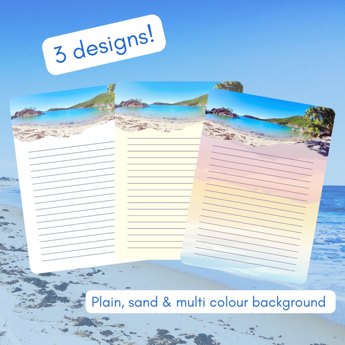 Instant Download Letter Writing Set Tropical Beach With Matching ...