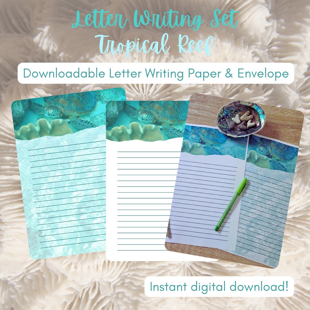 Instant Download Letter Writing Set Tropical Reef With Matching ...
