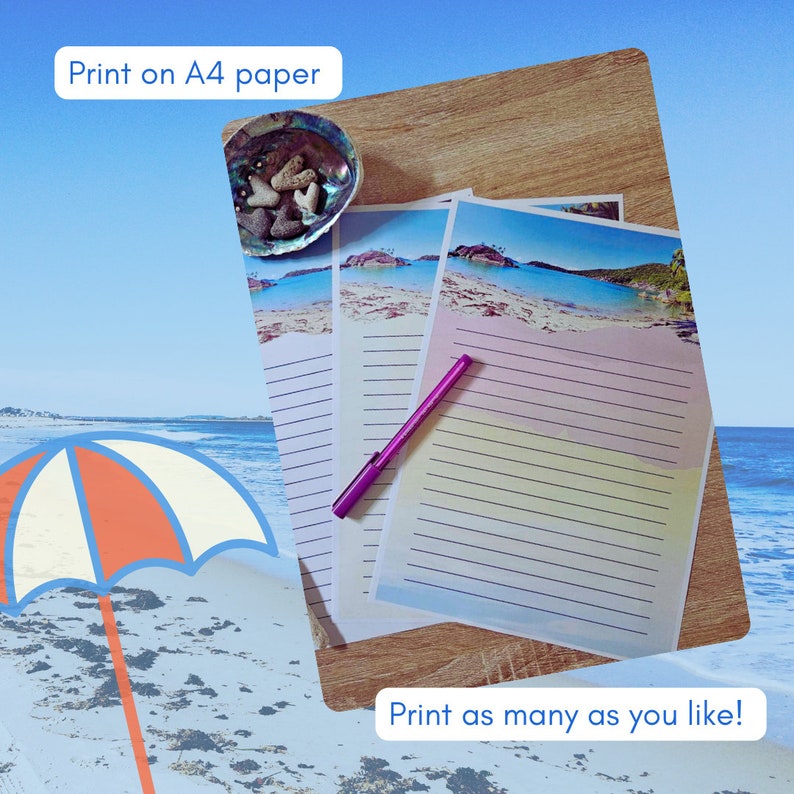 Instant Download Letter Writing Set Tropical Beach With Matching ...