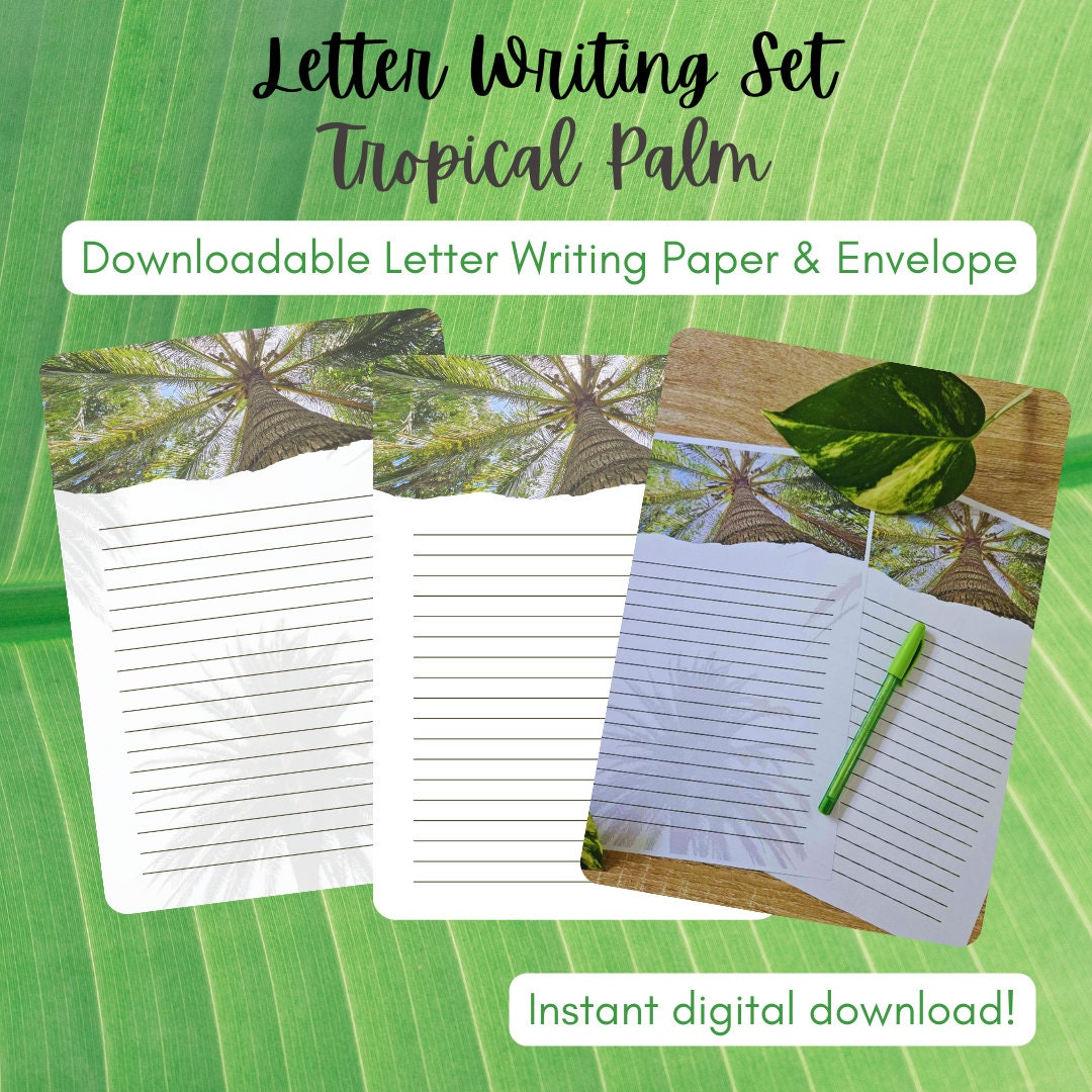 Instant Download Letter Writing Set Tropical Palm With Matching ...