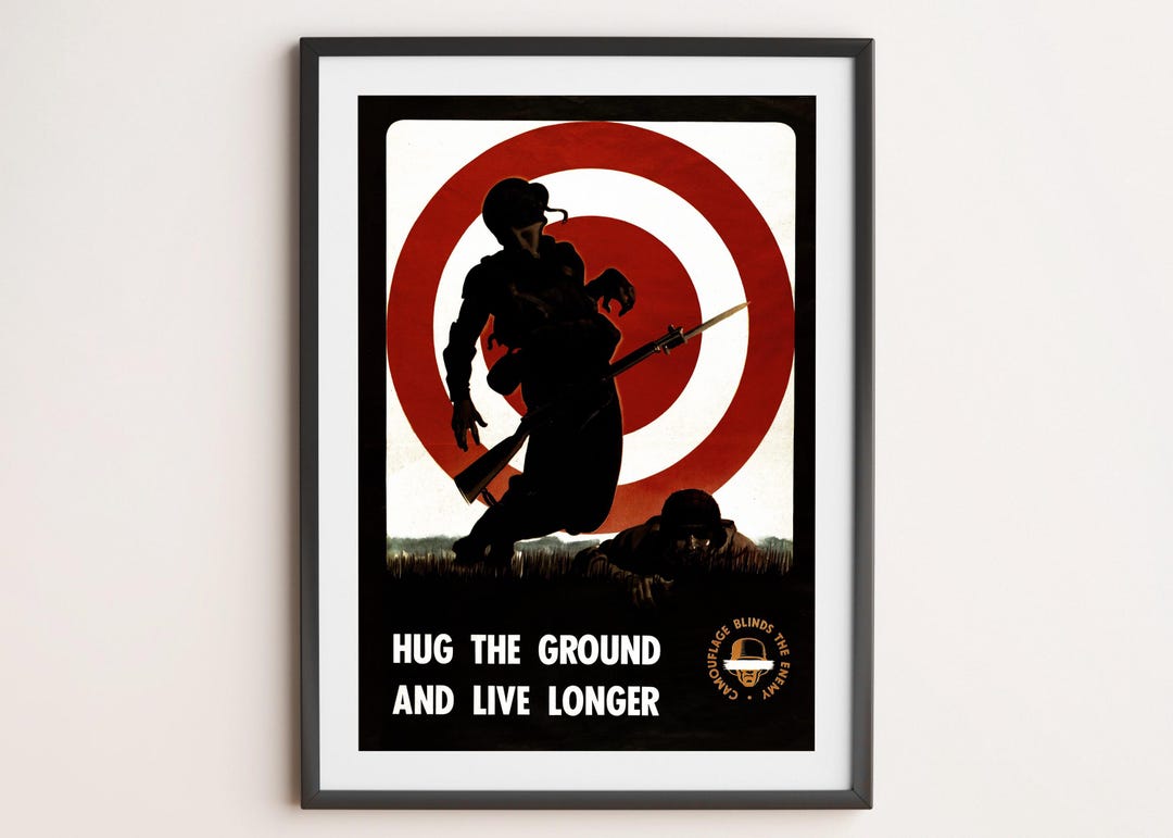 Hug the Ground | Fine Art Print Vintage 1940s WWII Troop Training ...