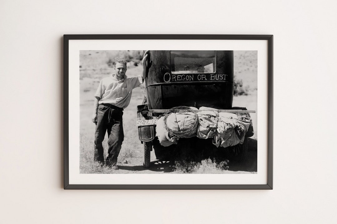 Oregon or Bust | Vintage Dust Bowl Photo Antique Wall Decor Photography ...