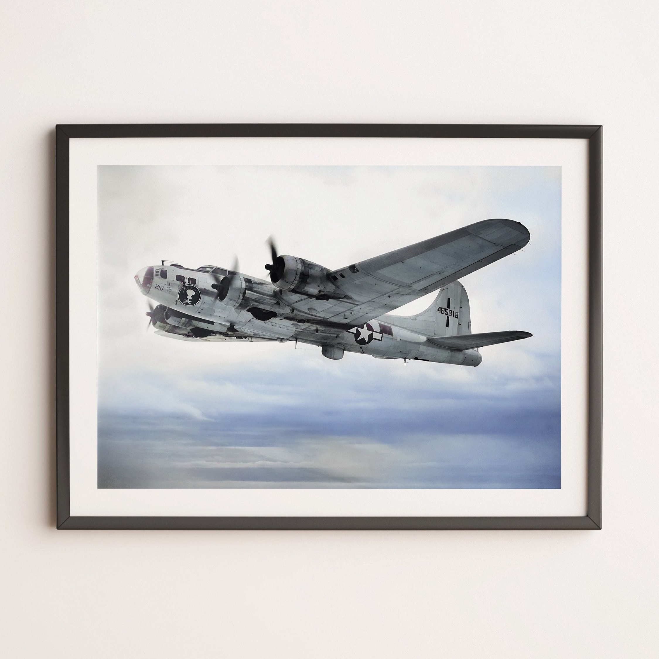Modified B-17G in Flight Restored & Colorized Black and White Photo ...