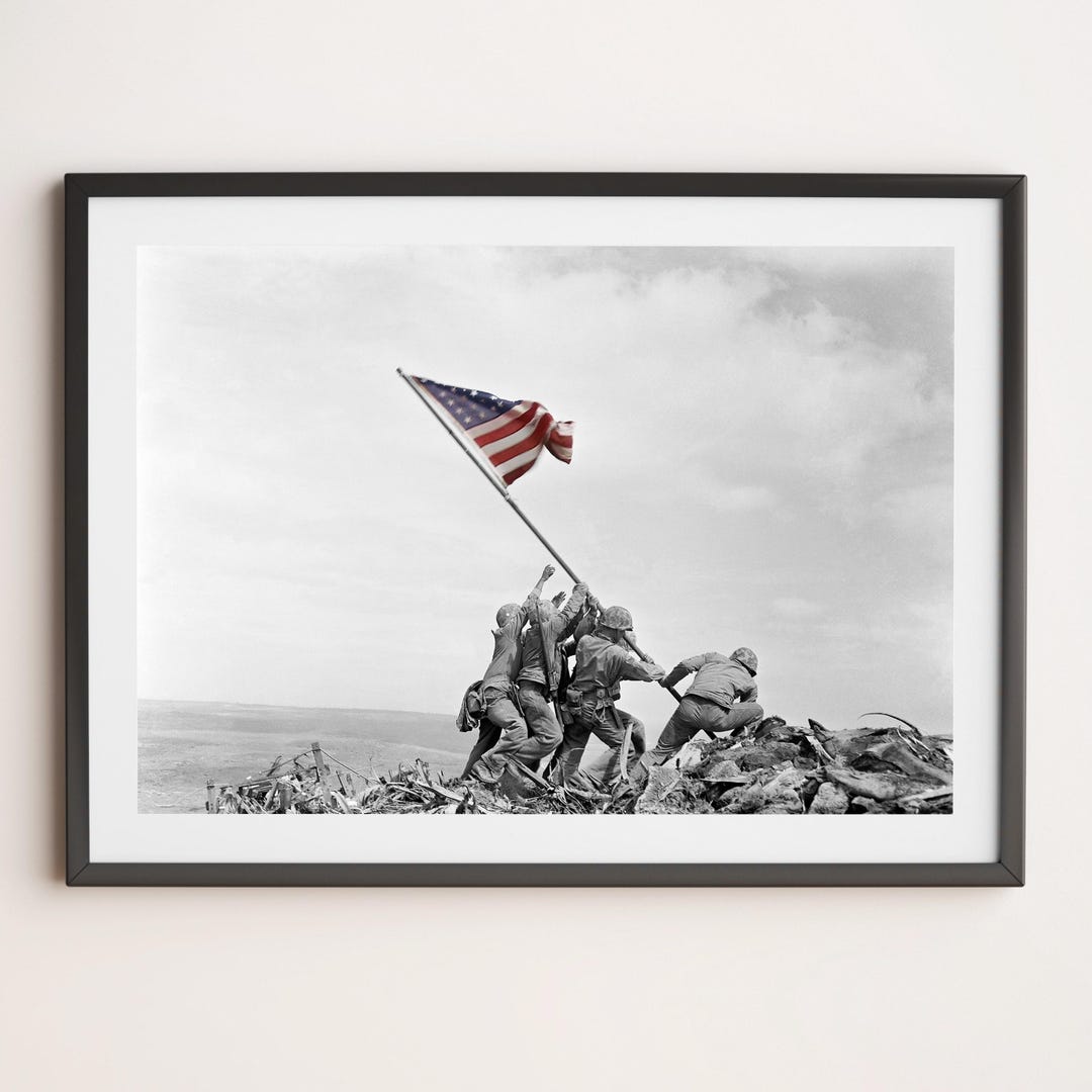 Colorized WWII Print: Raising the Flag on Iwo Jima | Fine Art Print ...