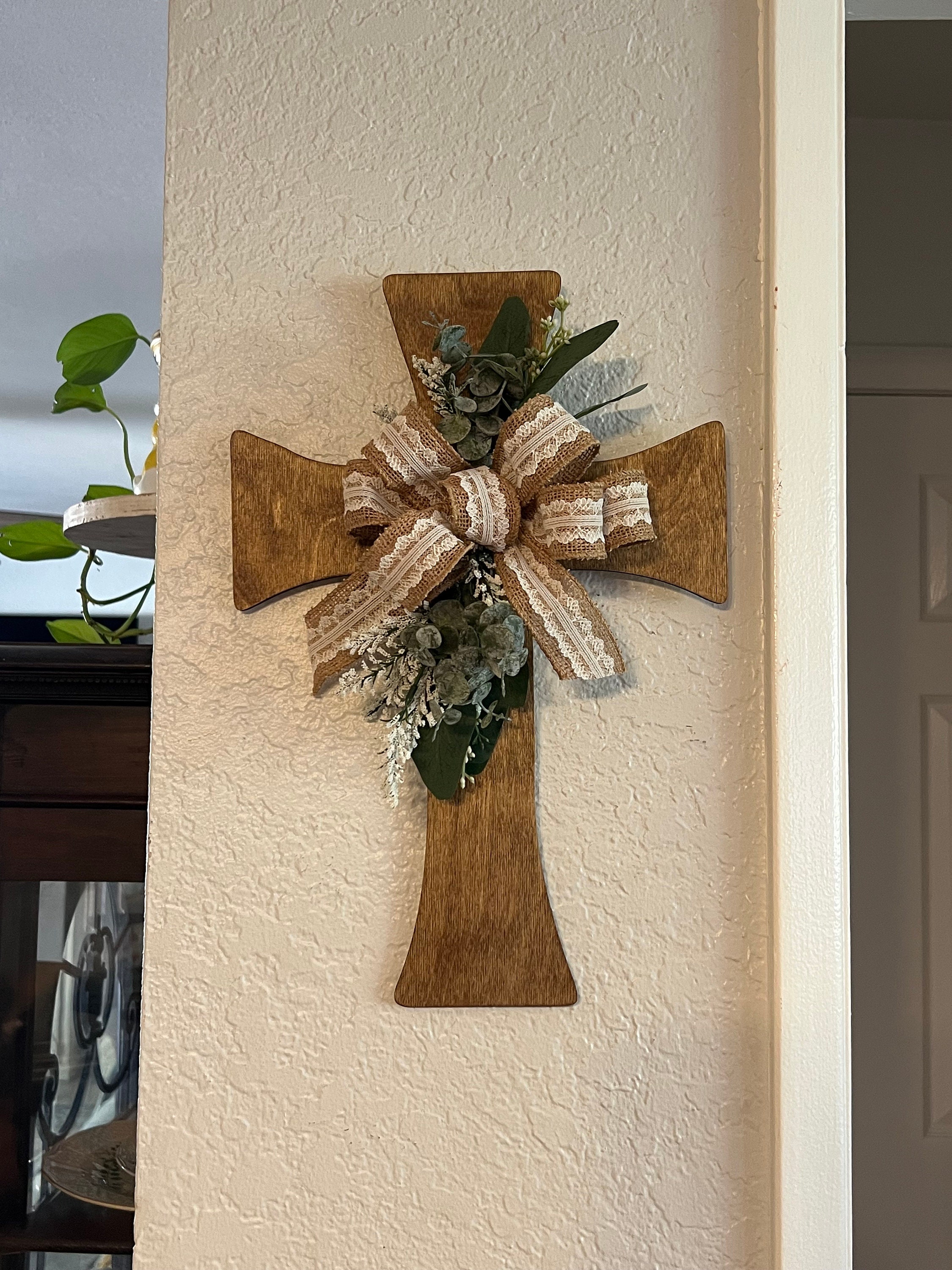 Wood Cross With Floral Decor - Etsy