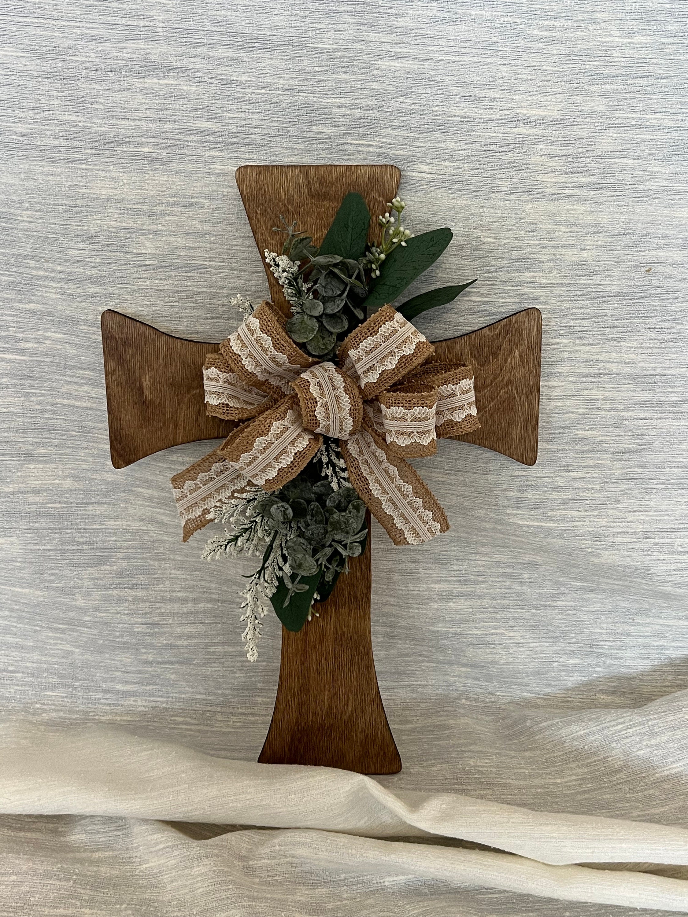Wood Cross With Floral Decor - Etsy
