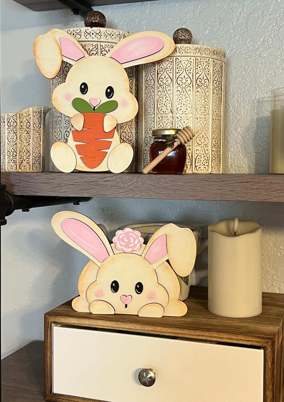 Pair of Bunnies Shelf Sitters - Etsy