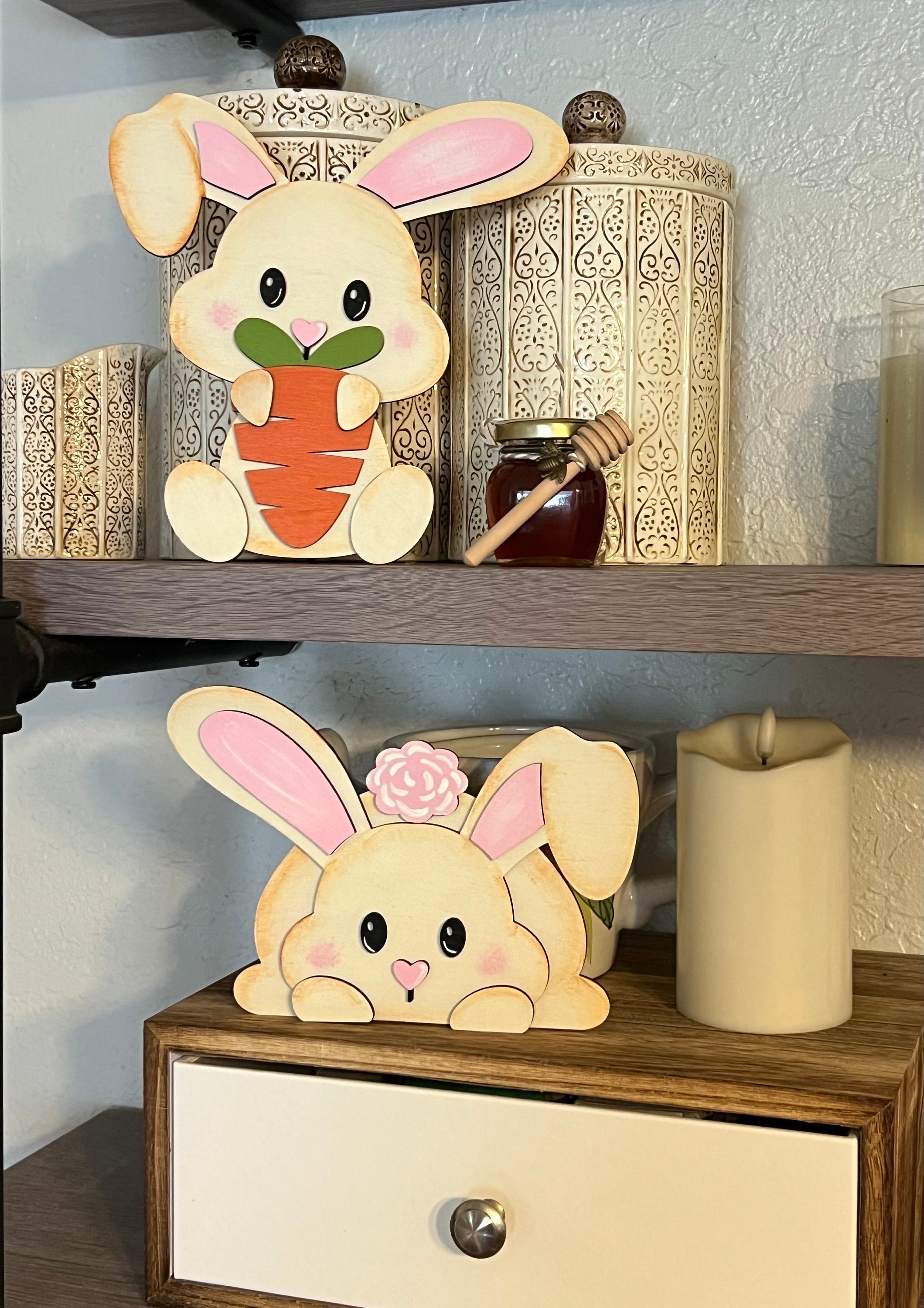 Pair of Bunnies Shelf Sitters - Etsy