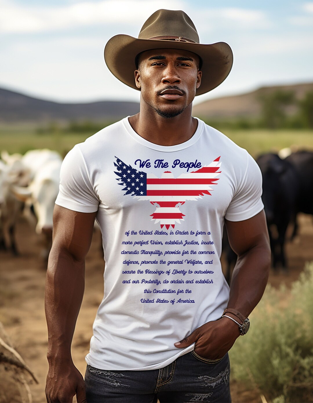 We the People Patriotic Tee, American Eagle Shirt, Constitution Unisex ...