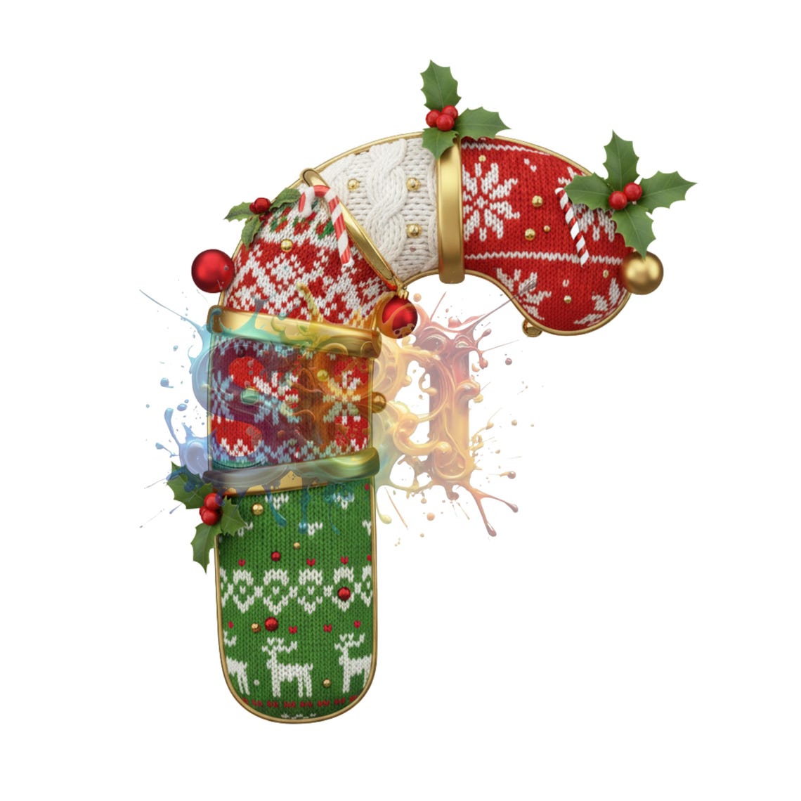 Christmas Alphabet Clipart PNG SVG PDF, Quilted Festive Holiday Sweater ...