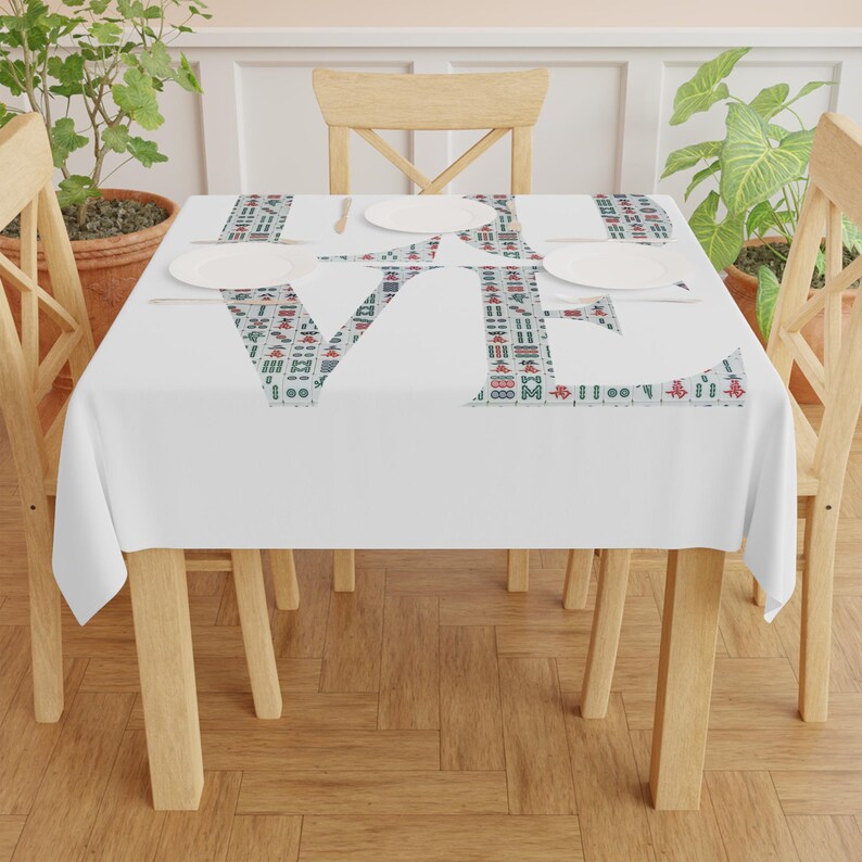 Mahjong Love Themed Tablecloth for Game Night, Home Decor, Mahj Party ...