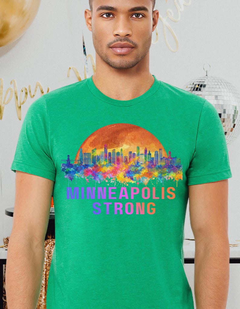Minneapolis Strong Skyline T-shirt, Watercolor City Sunset Tee ...