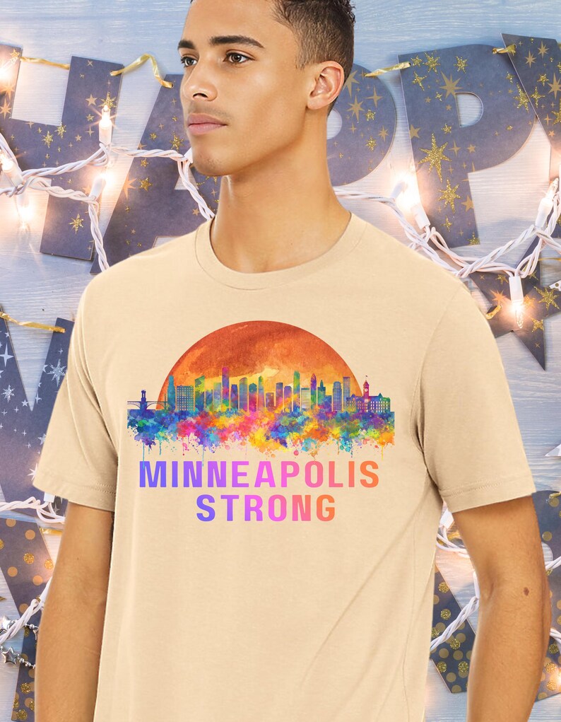 Minneapolis Strong Skyline T-shirt, Watercolor City Sunset Tee ...