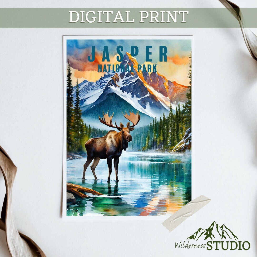 Jasper National Park Digital Print Poster Canadian Rockies Wilderness ...