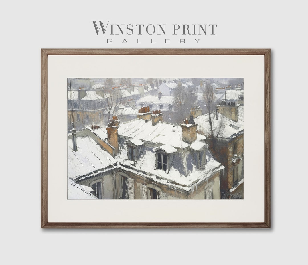 Traditional Painting of European Rooftops, Cityscape Oil Painting of ...