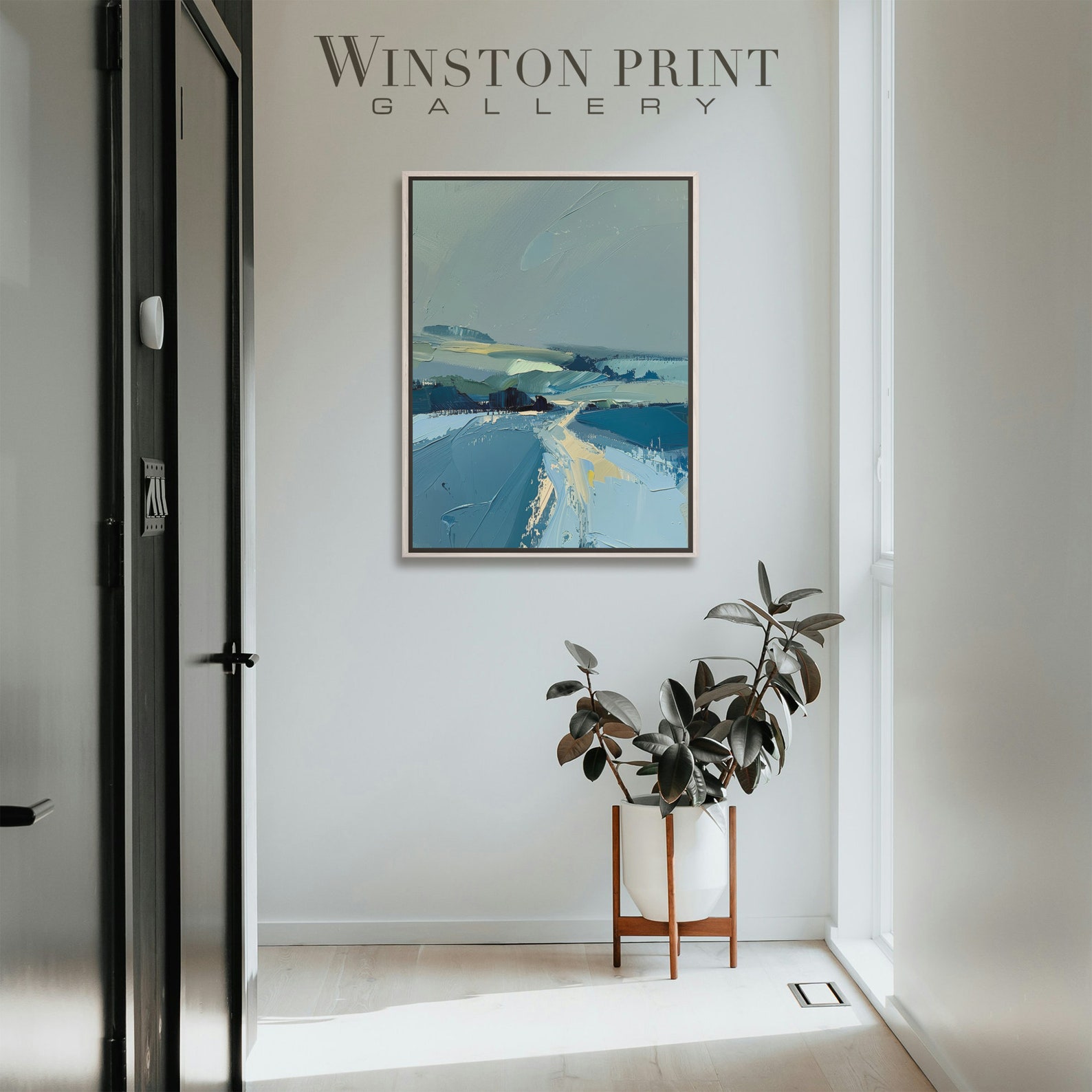 Contemporary Style Landscape Painting: Heavy Brush Stroke Artwork Blue ...