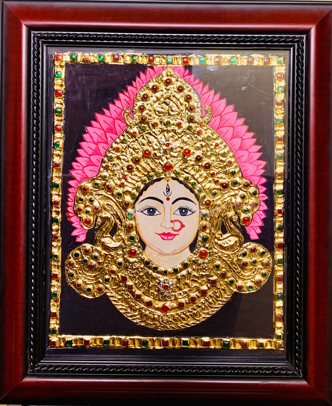 Durga Painting Golden Indian Art Tanjore - Etsy