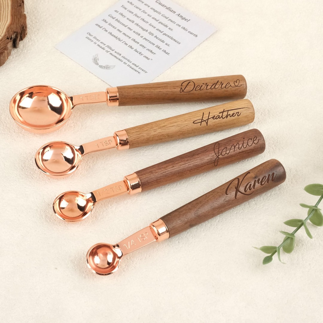 Handmade Walnut Measuring Spoon Set With Personalized Carved Handles ...